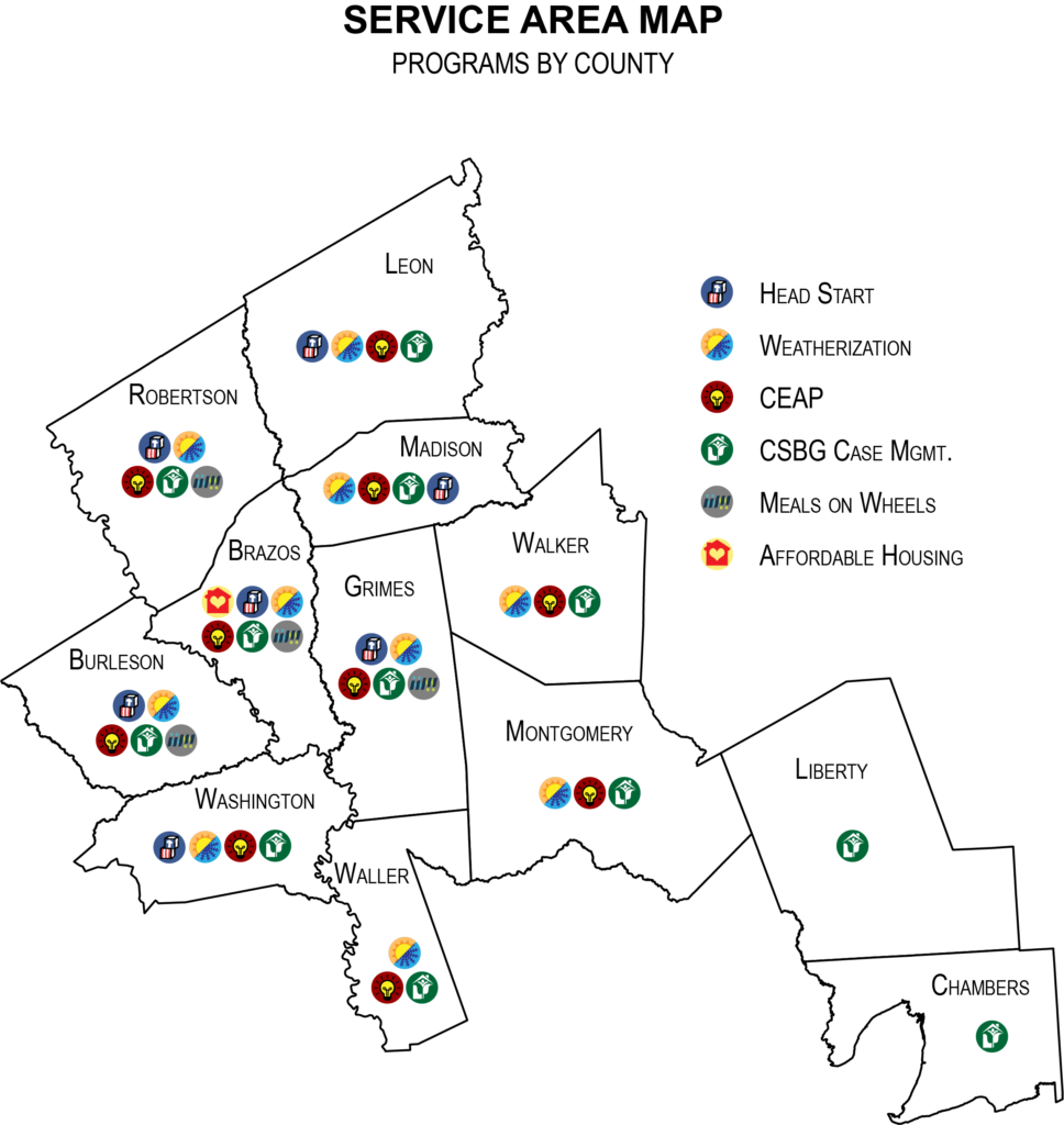 Service Area Map - Brazos Valley Community Action Programs
